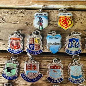 Vintage Silver Scotland Tourist Shield Charms, Scottish UK Coat Arms ...