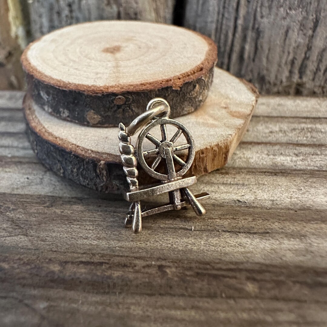 Vintage 1974 Solid 9ct Gold Spinning Wheel Charm, Bracelet Necklace ...