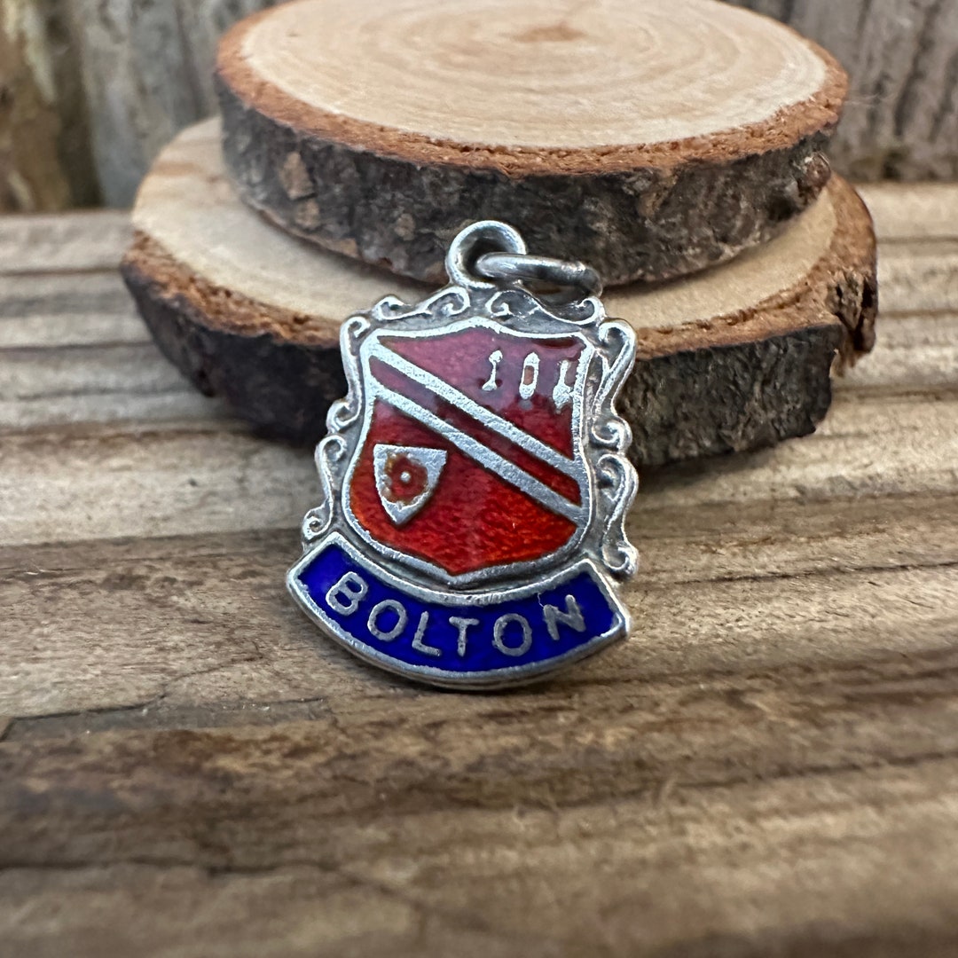 Vintage Solid Silver Enamel Tourist Shield Charm Bolton Lancashire 1960 ...