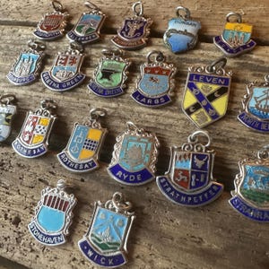 Vintage Silver Scotland Tourist Shield Charms, Scottish UK Coat Arms ...