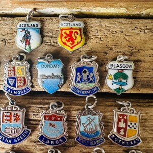 Vintage Silver Scotland Tourist Shield Charms, Scottish UK Coat Arms ...