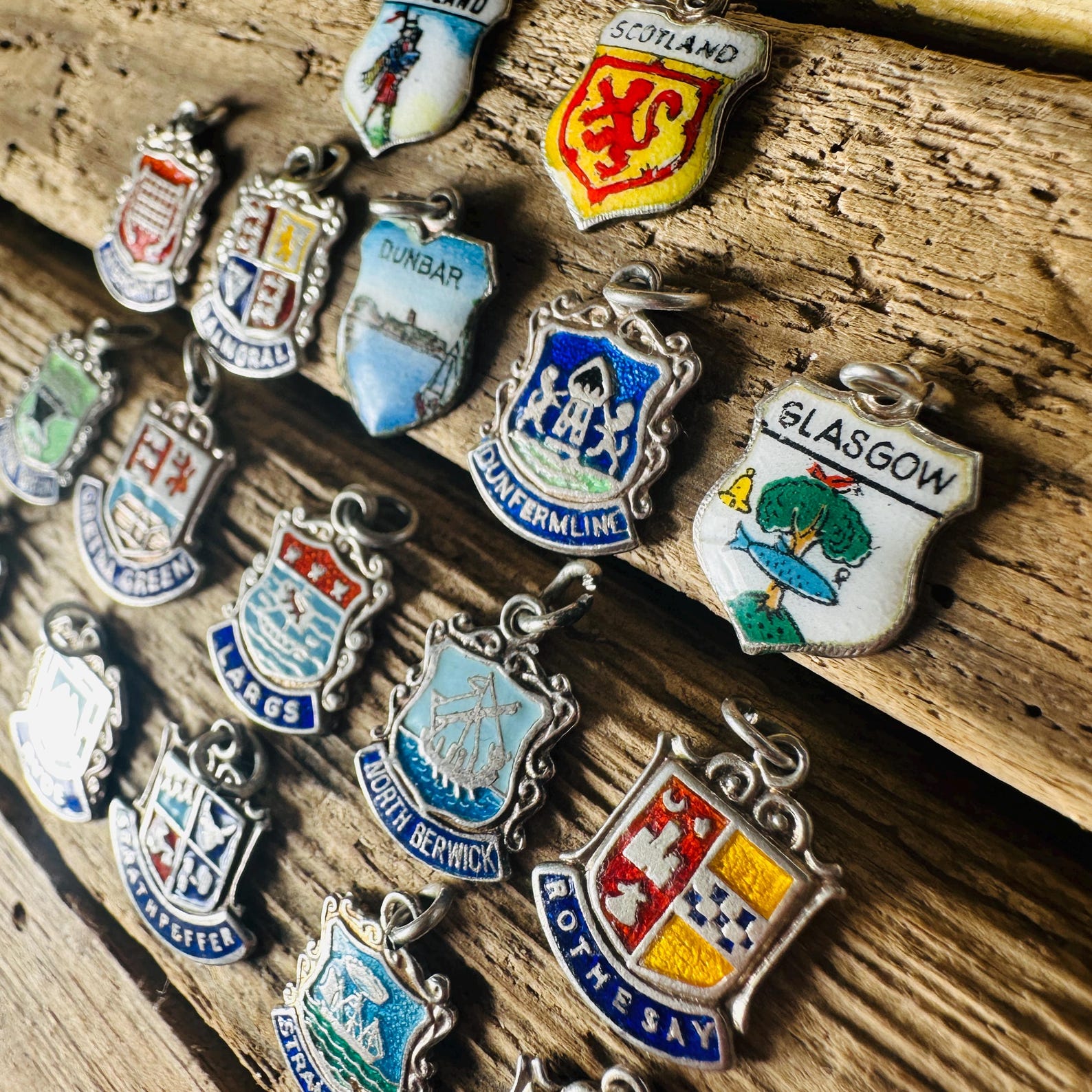 Vintage Silver Scotland Tourist Shield Charms, Scottish UK Coat Arms ...