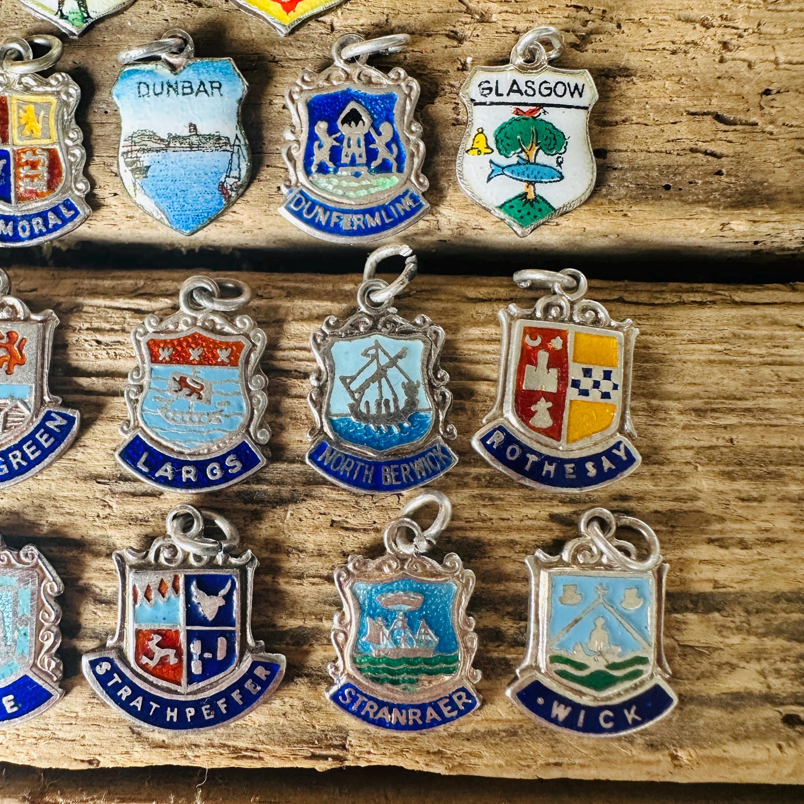 Vintage Silver Scotland Tourist Shield Charms, Scottish UK Coat Arms ...