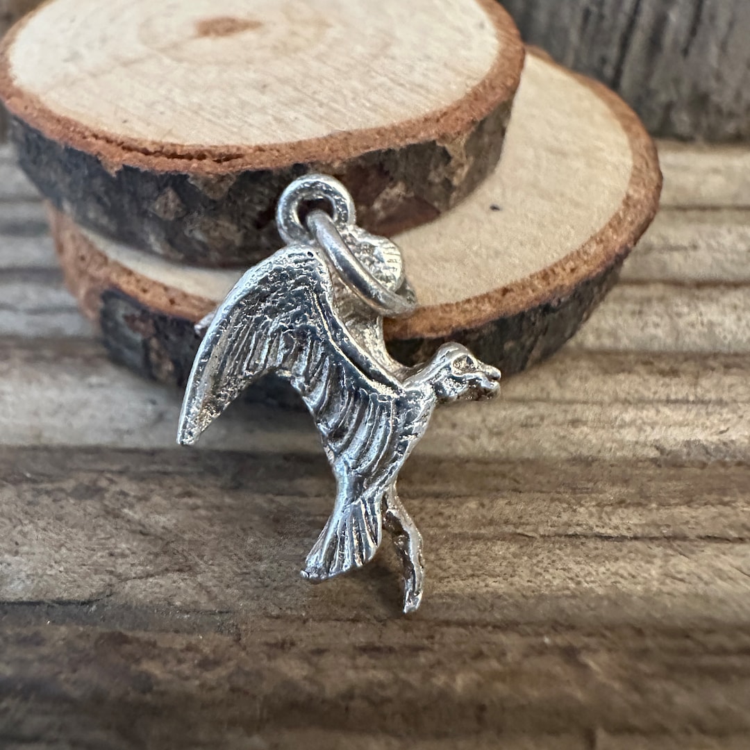 Vintage Silver Bird of Prey Charm | American Eagle Hawk Falcon Wings ...