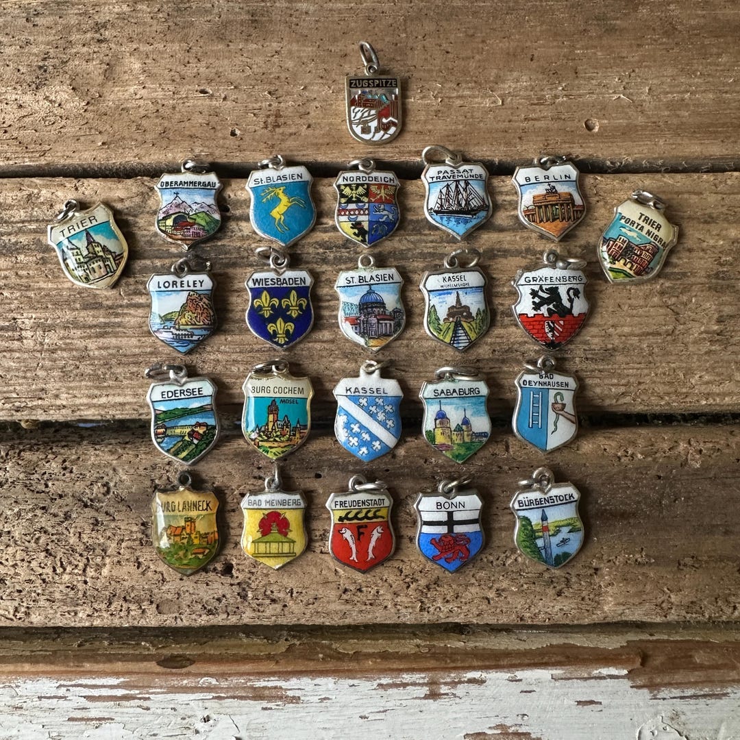 Vintage Silver Germany Tourist Shield Charms Old German Coat Arms Flags ...
