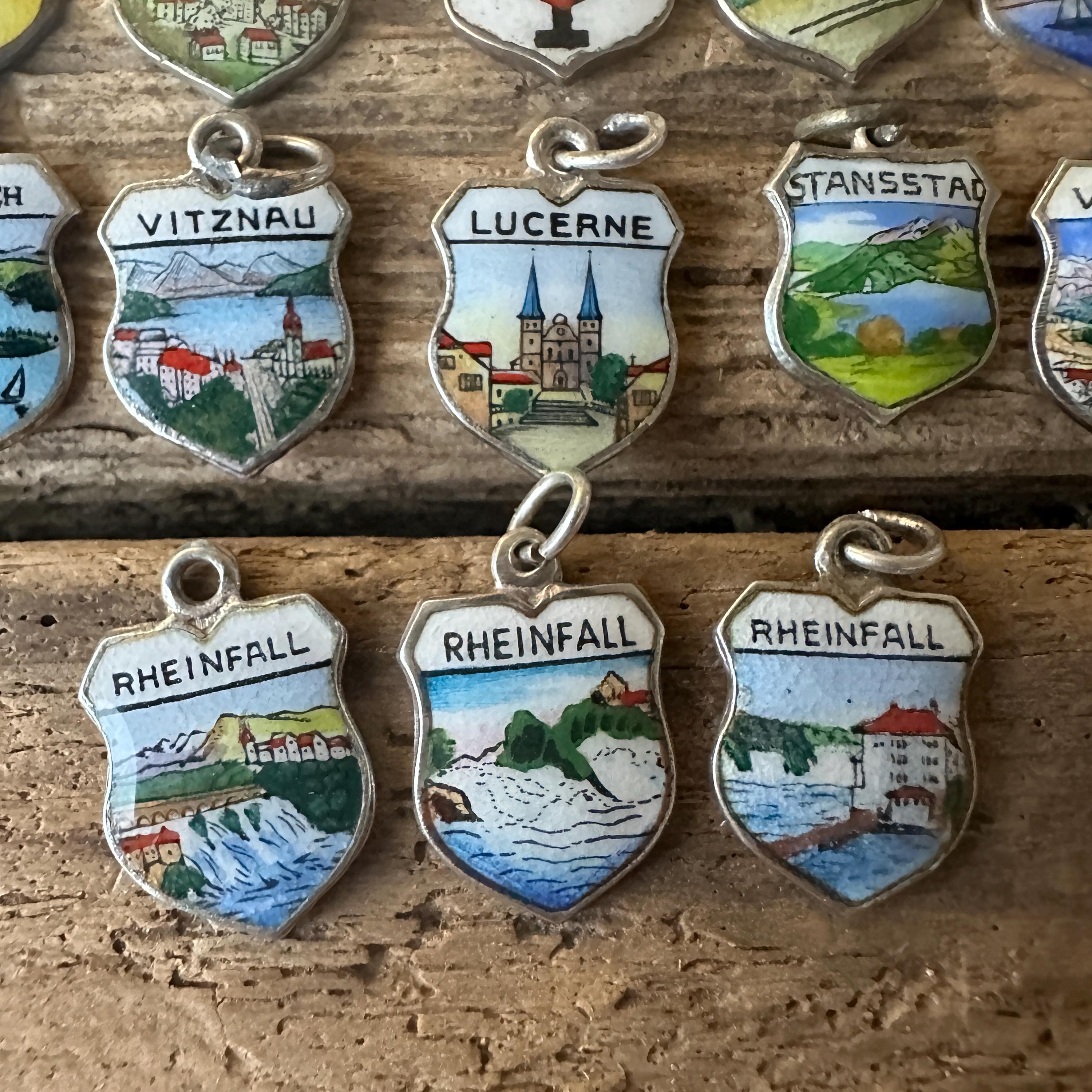 Vintage Silver Switzerland Tourist Shield Charms, Old Swiss Coat Arms ...
