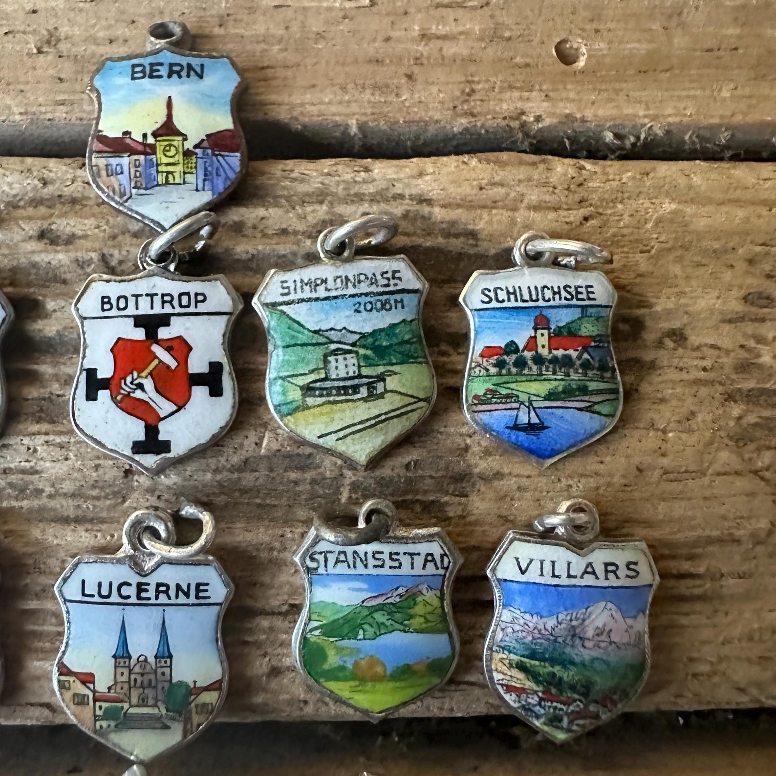 Vintage Silver Switzerland Tourist Shield Charms, Old Swiss Coat Arms ...