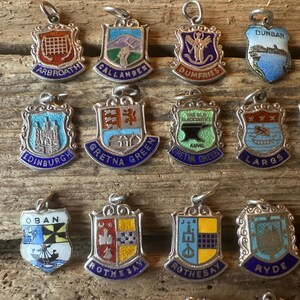 Vintage Silver Scotland Tourist Shield Charms, Scottish UK Coat Arms ...