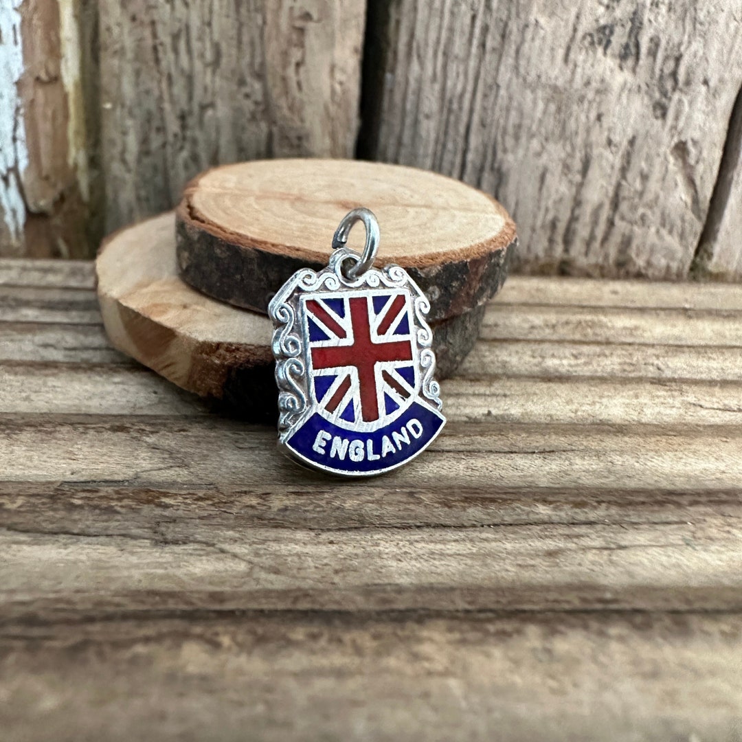 Vintage Solid Silver England Enamel Charm Retro UK London Great Britain ...