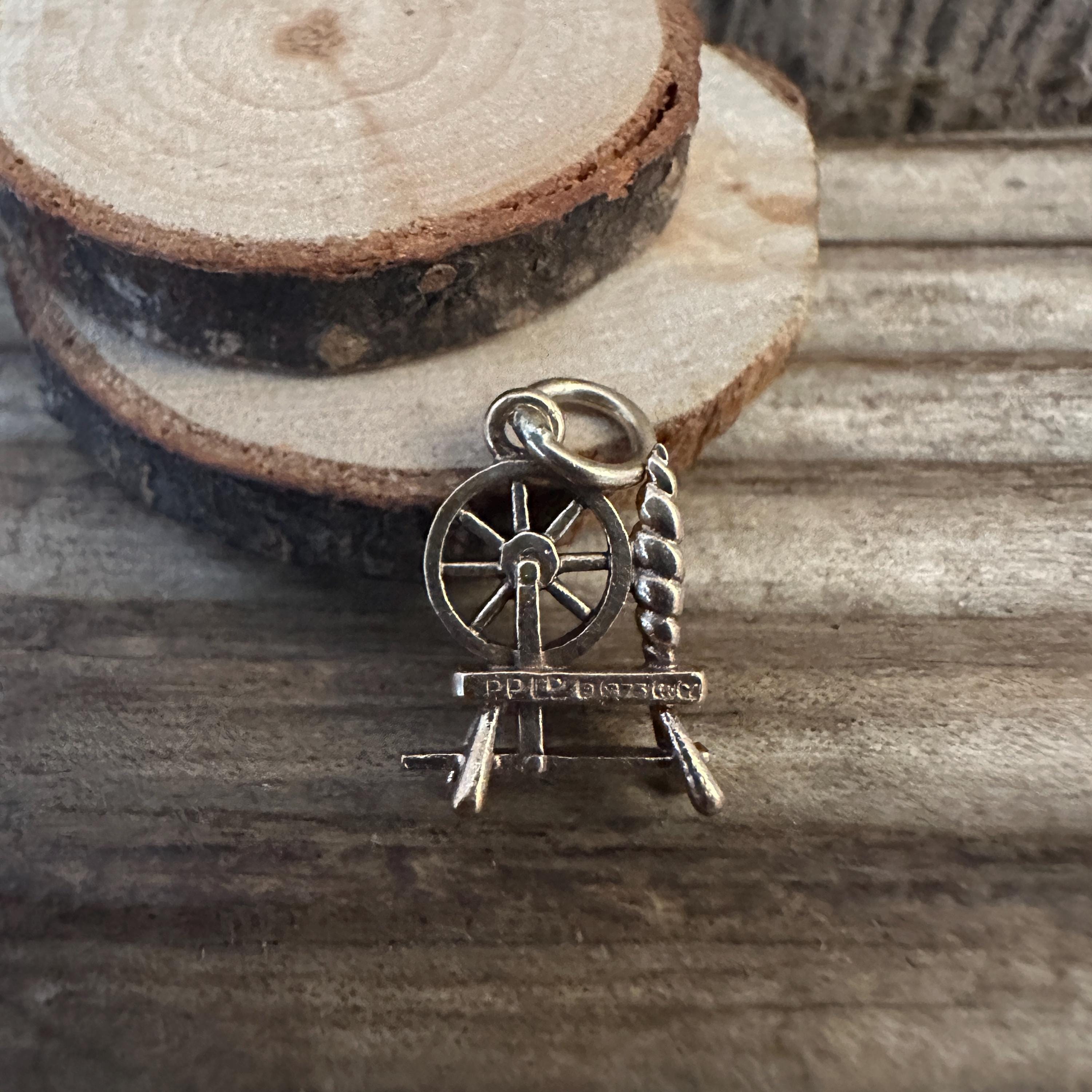 Vintage 1974 Solid 9ct Gold Spinning Wheel Charm, Bracelet Necklace ...