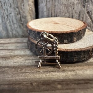 Vintage 1974 Solid 9ct Gold Spinning Wheel Charm, Bracelet Necklace ...