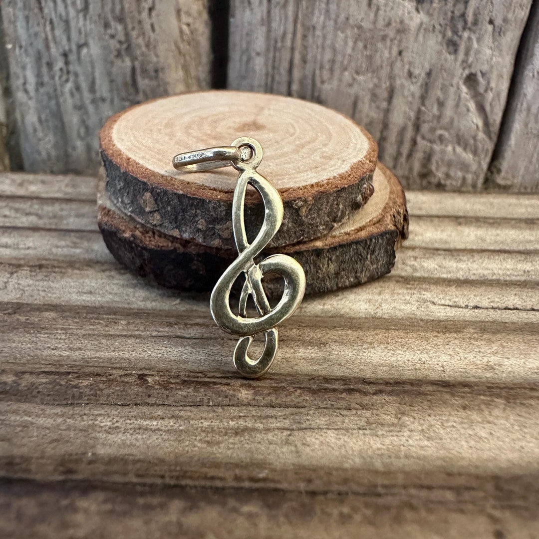 Vintage 9ct Gold Treble Clef Pendant, Solid 375 G Clef Necklace ...