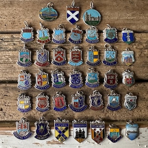 Vintage Silver Scotland Tourist Shield Charms Scottish UK Coat Arms ...