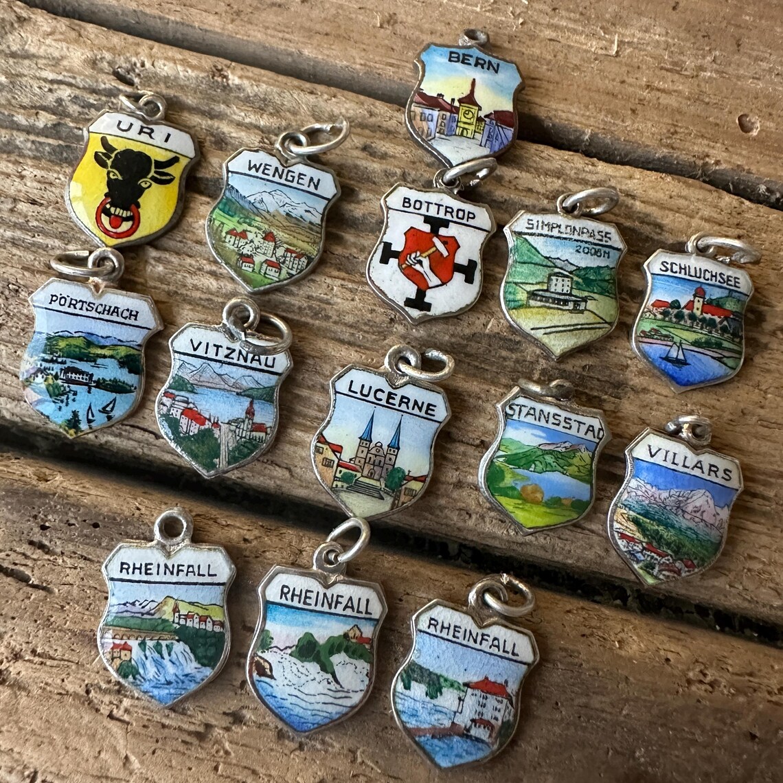 Vintage Silver Switzerland Tourist Shield Charms, Old Swiss Coat Arms ...