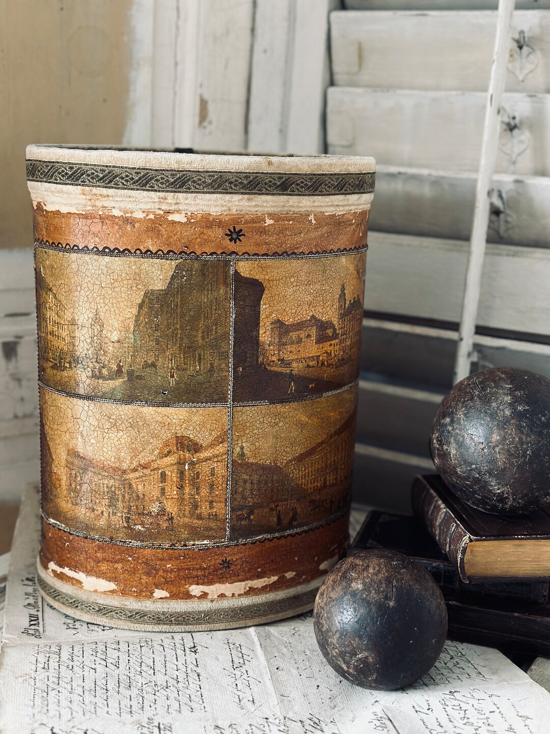 Vintage Mid Century Wastepaper Basket Trash Can Period Furniture Vienna ...