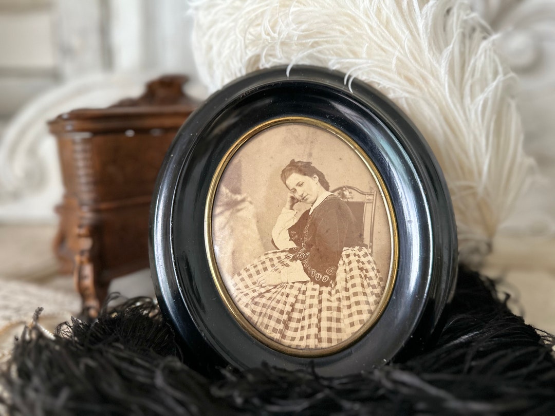 Antique 1800s Photo Frame Picture Frame With Sepia Ladies Portrait ...