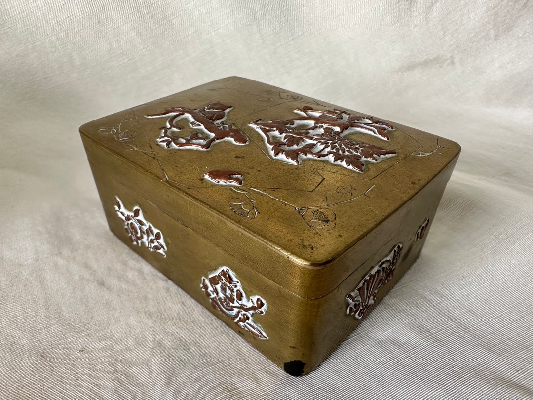 Rare Antique Japanese Metal Box Meiji Period 1868-1912 Japan Brass and ...
