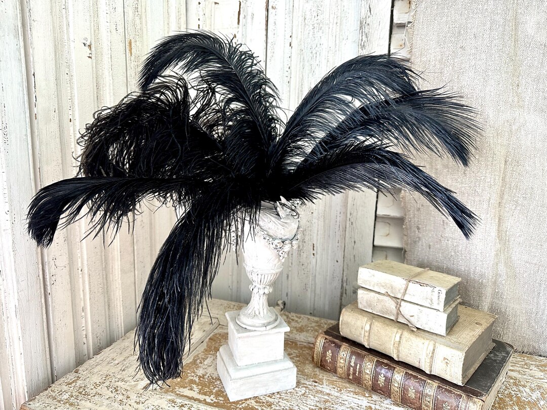 7 Antique Black Ostrich Feathers Circa 1890-1920 - Belle Époque Hat ...