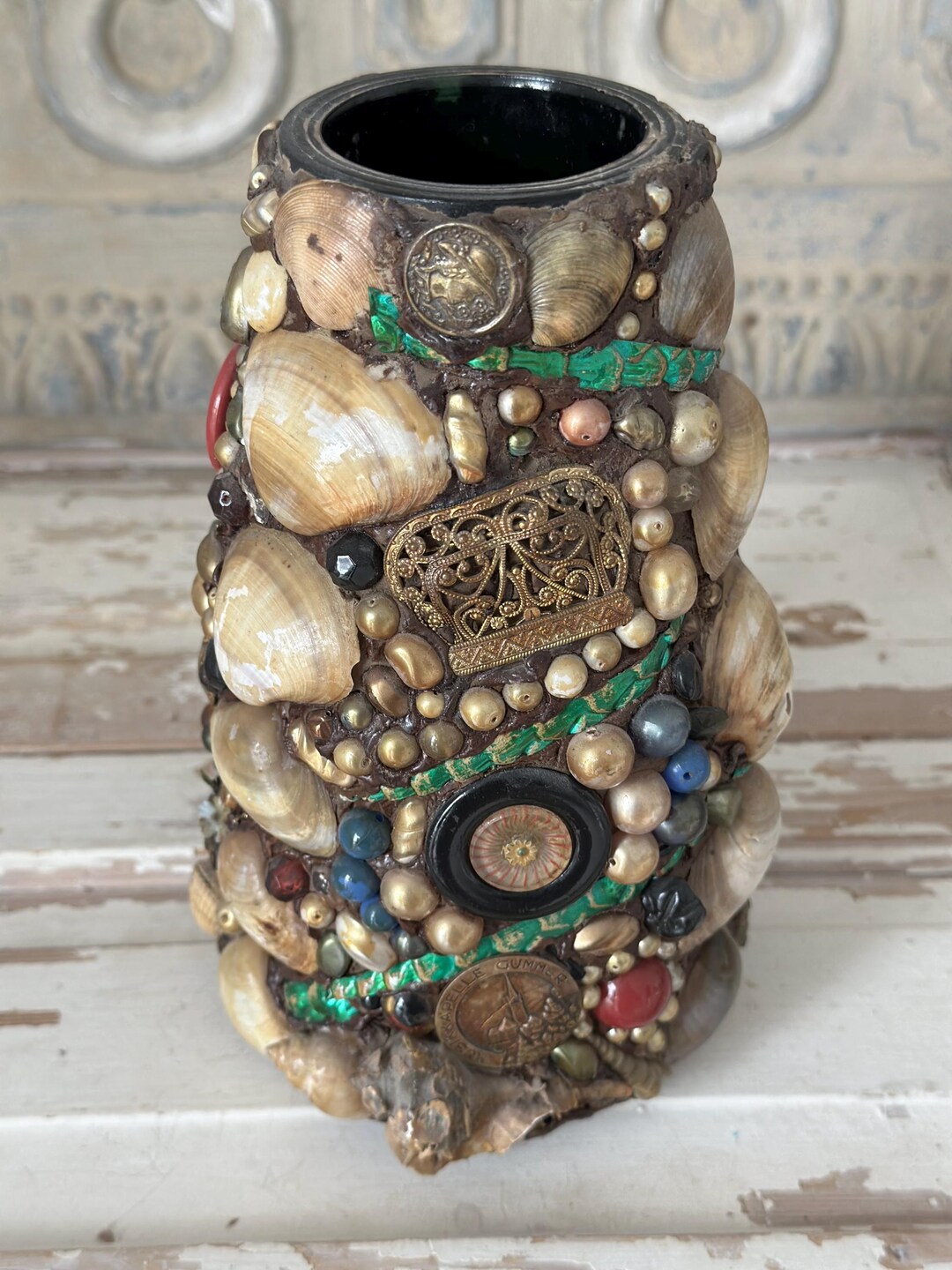 Antique Memory Jar Jug 1930s Folk Art Antique Memory Jar Jug Memento Mori - Etsy UK