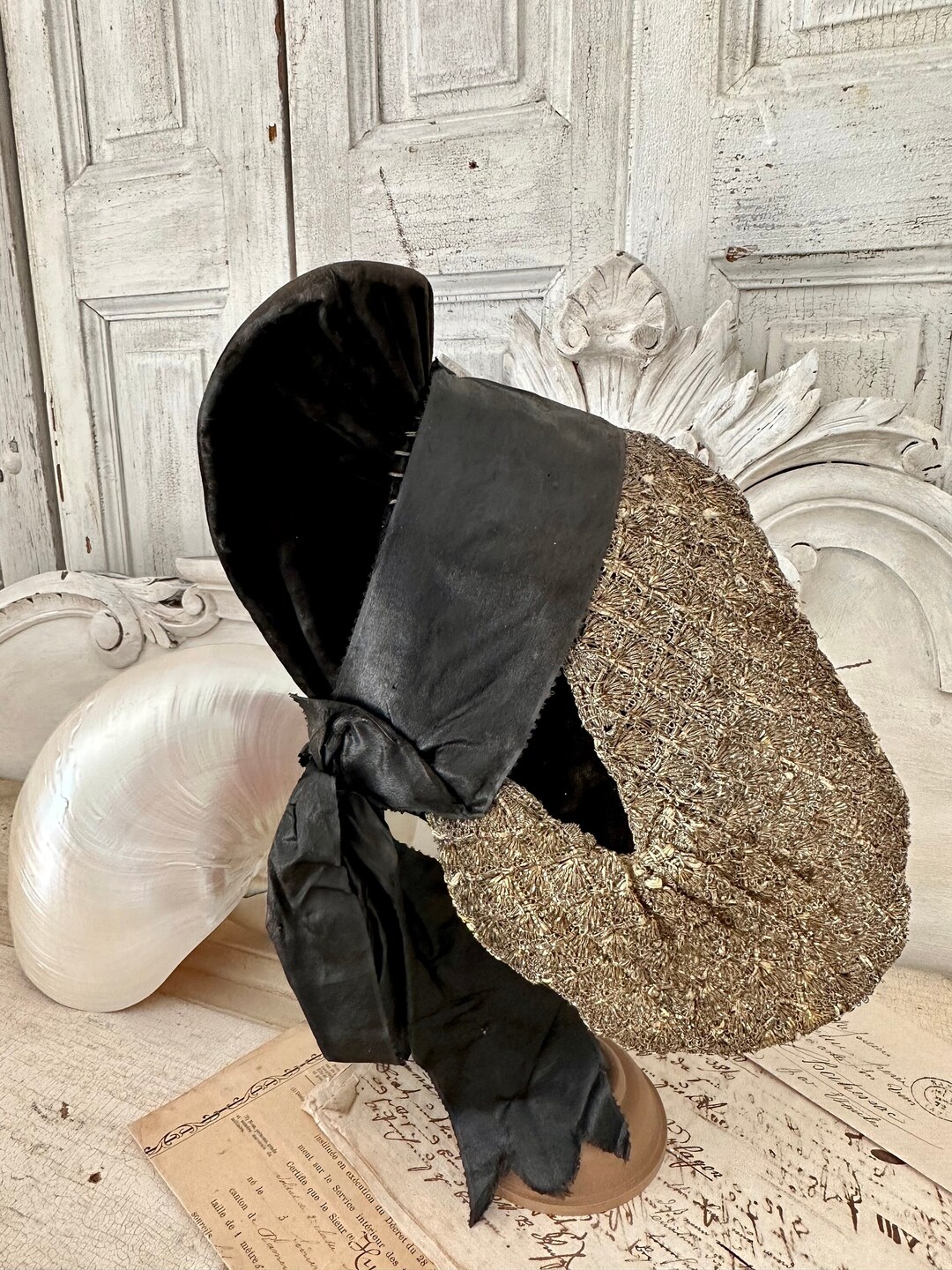 Antique Austrian Goldbonnet Gold Metallic Velvet Schute Bonnet - Etsy