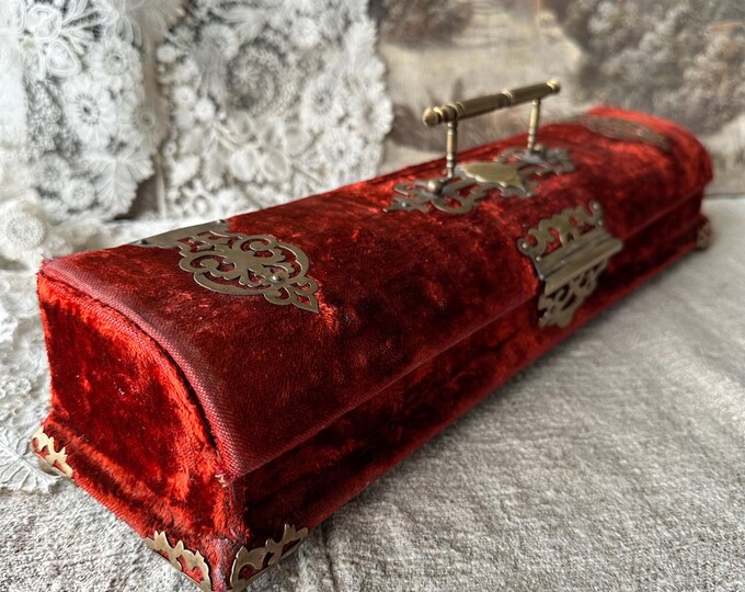 Antique Velvet Casket - Victorian - Casket Box - Velvet - With Metal ...