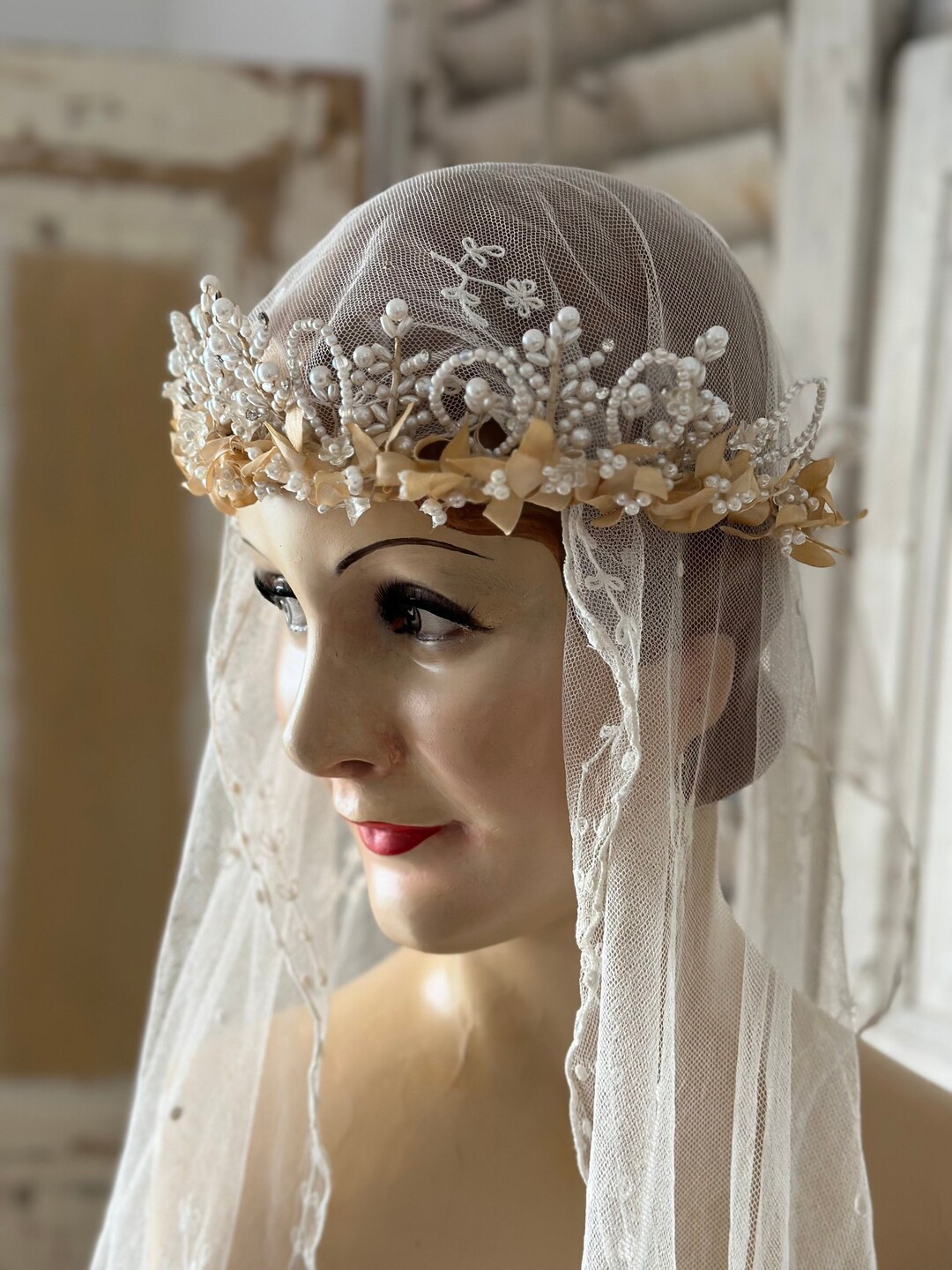 Magical Vintage Bridal Wreath Tiara Bridal Crown Pearls Rhinestones - Etsy