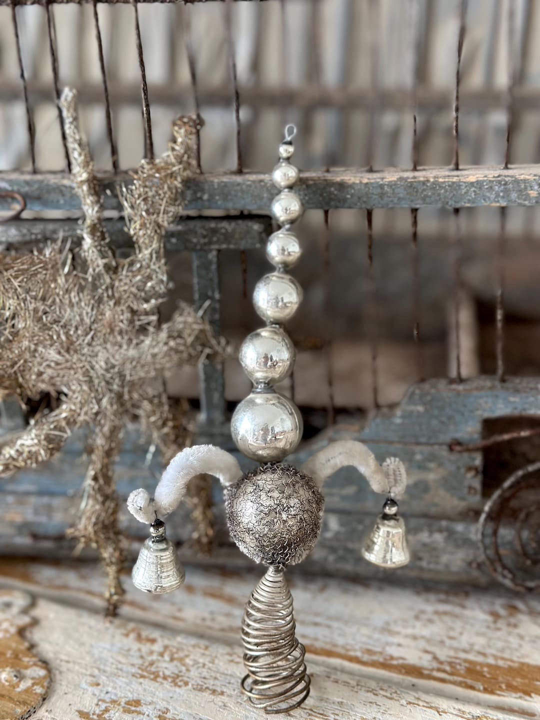 Old Dainty 1920s Christmas Tree Topper for the Feather Tree - Silver ...