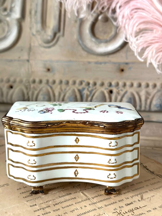 Rare Antique French Porcelain Casket 1800s Empire Min… - Gem
