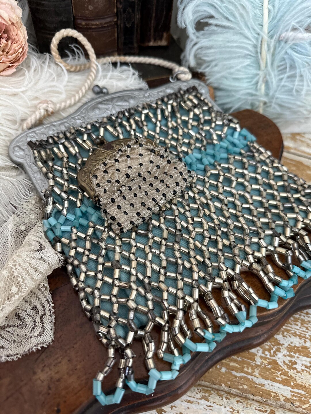 Original Flapper Bag With Gablonz Glass Beads & Art Nouveau Clasp ...