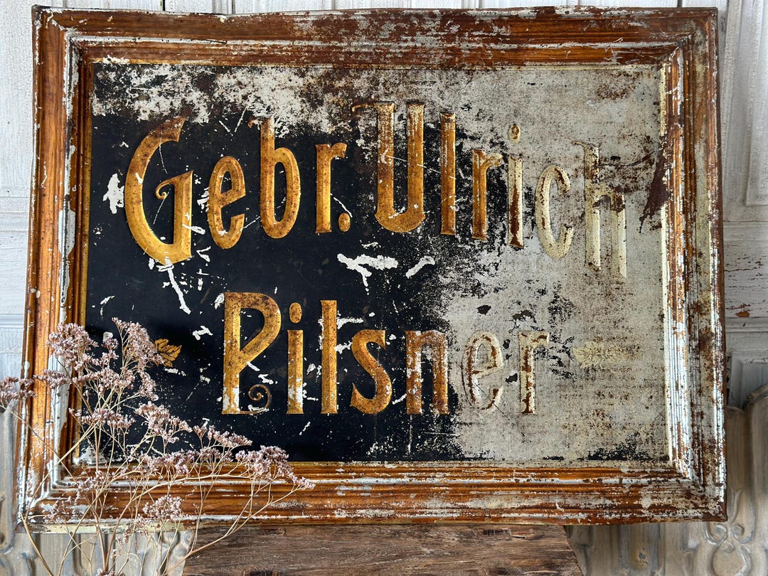 Around 1900 Antique Tin Sign Advertising Board Metal Ulrich Pilsner ...