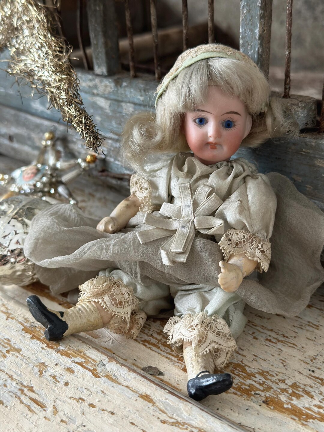 Antique Mignonette Made in Germany Bisque Doll, Original Silk Dress ...