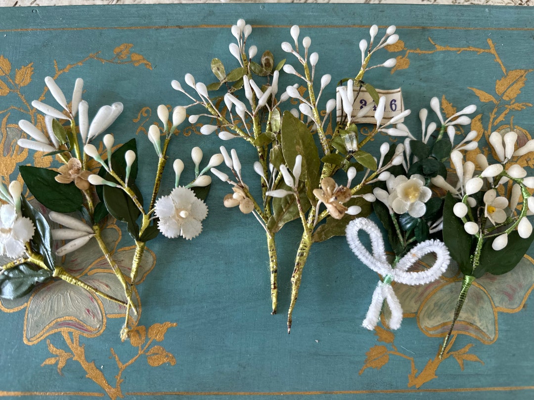 Enchanting Antique Wax Flower Bouquets Pins Corsages Orange Blossoms ...