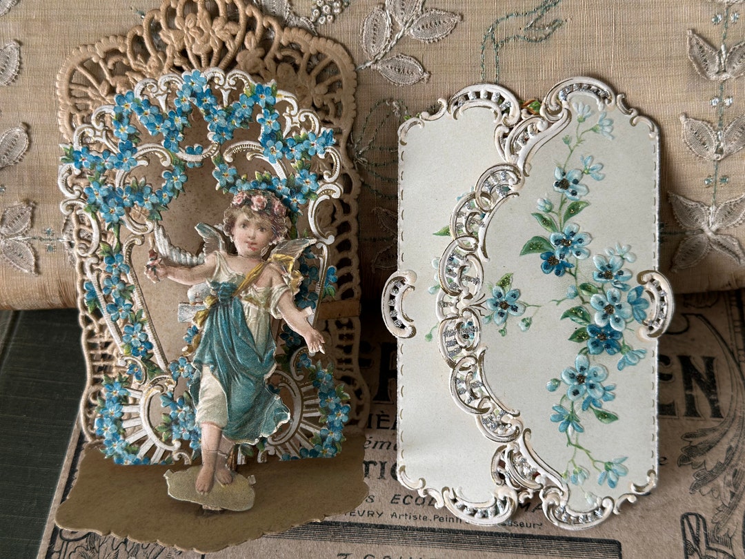 Antique 1800s Victorian Paper Lace Display Cards Pop up Greetings ...