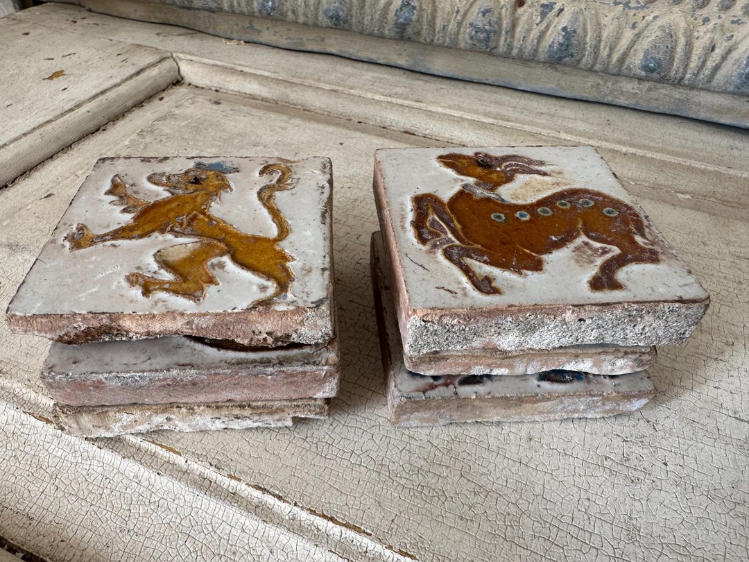Set of 6 Antique Spanish Ceramic Tiles - Mensaque Rodriguez Tiles ...