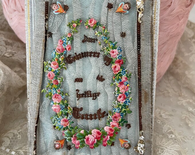 Ancient Baptism Letter Around 1880 Angel Roses Tulle Paper Art - Etsy