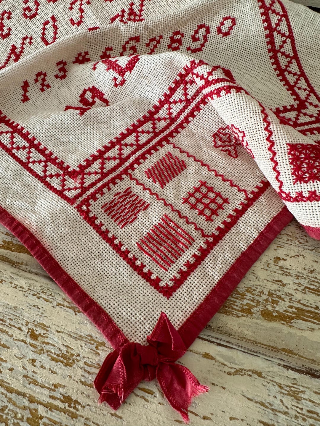 Original Antique ABC Sampler From 1900 School Sampler Handcrafted ...