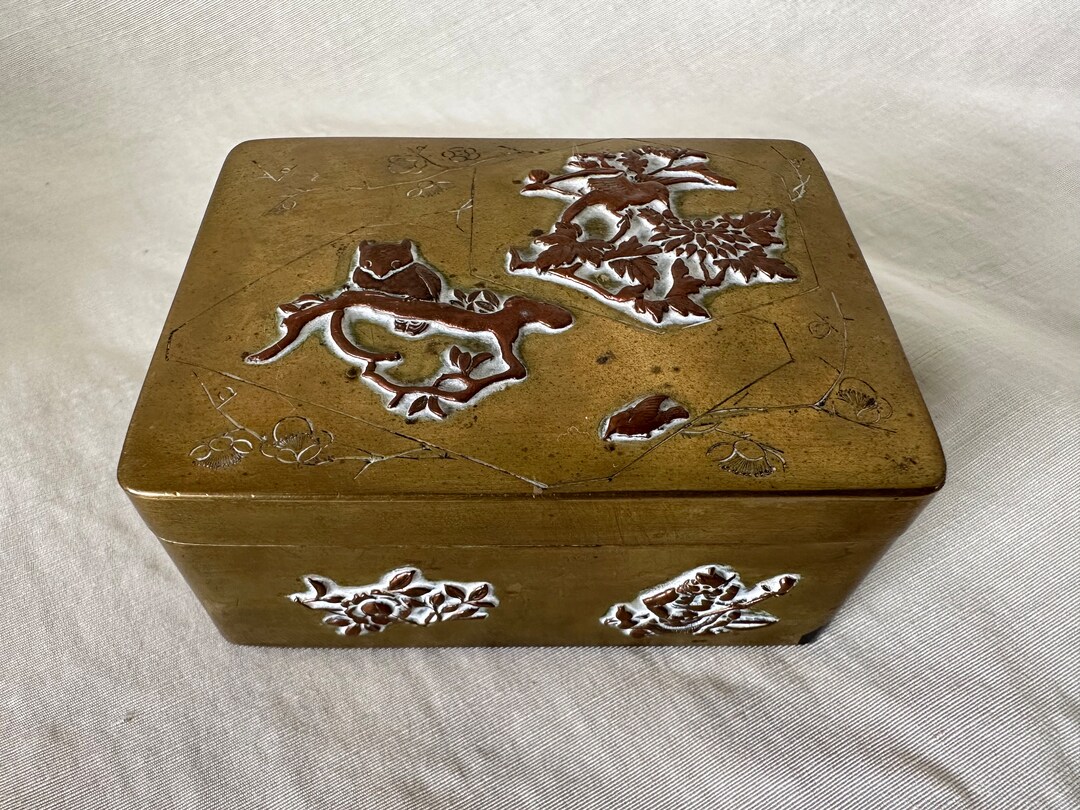 Rare Antique Japanese Metal Box Meiji Period 1868-1912 Japan Brass and ...