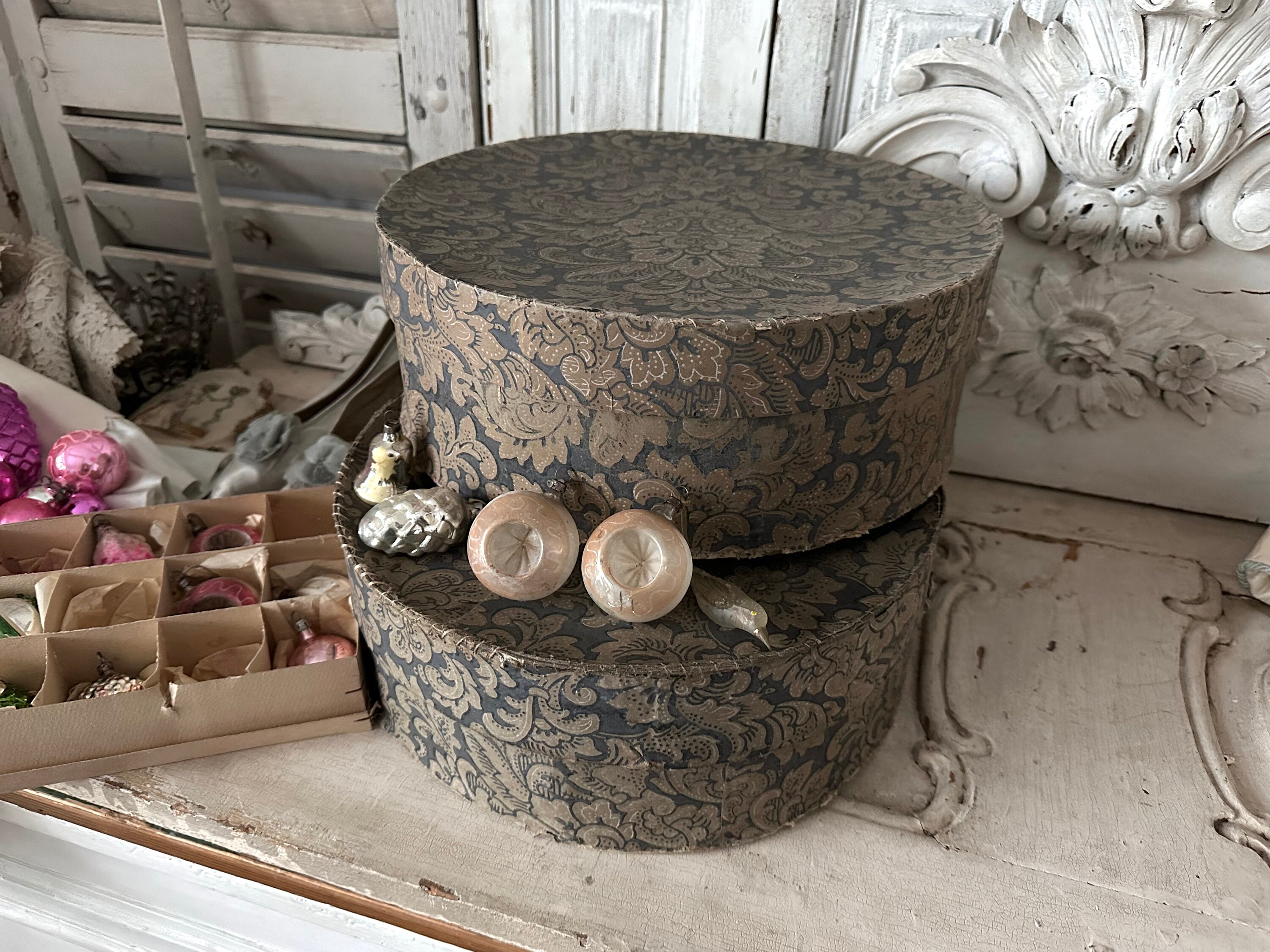 Pair of Antique Hat Boxes Hat Box Around 1910 Gray - Etsy