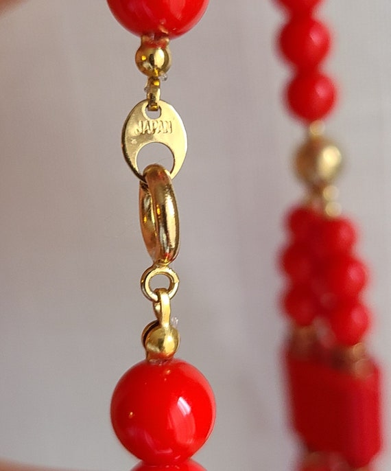 Vintage red and gold beaded Japanese necklace - Gem