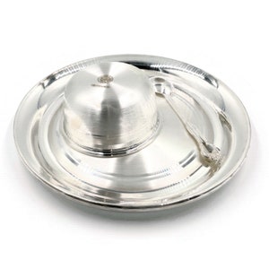 999 Pure Silver Hallmarked 7.0 Inch Plate, 3.5 Inch Bowl & Spoon for ...