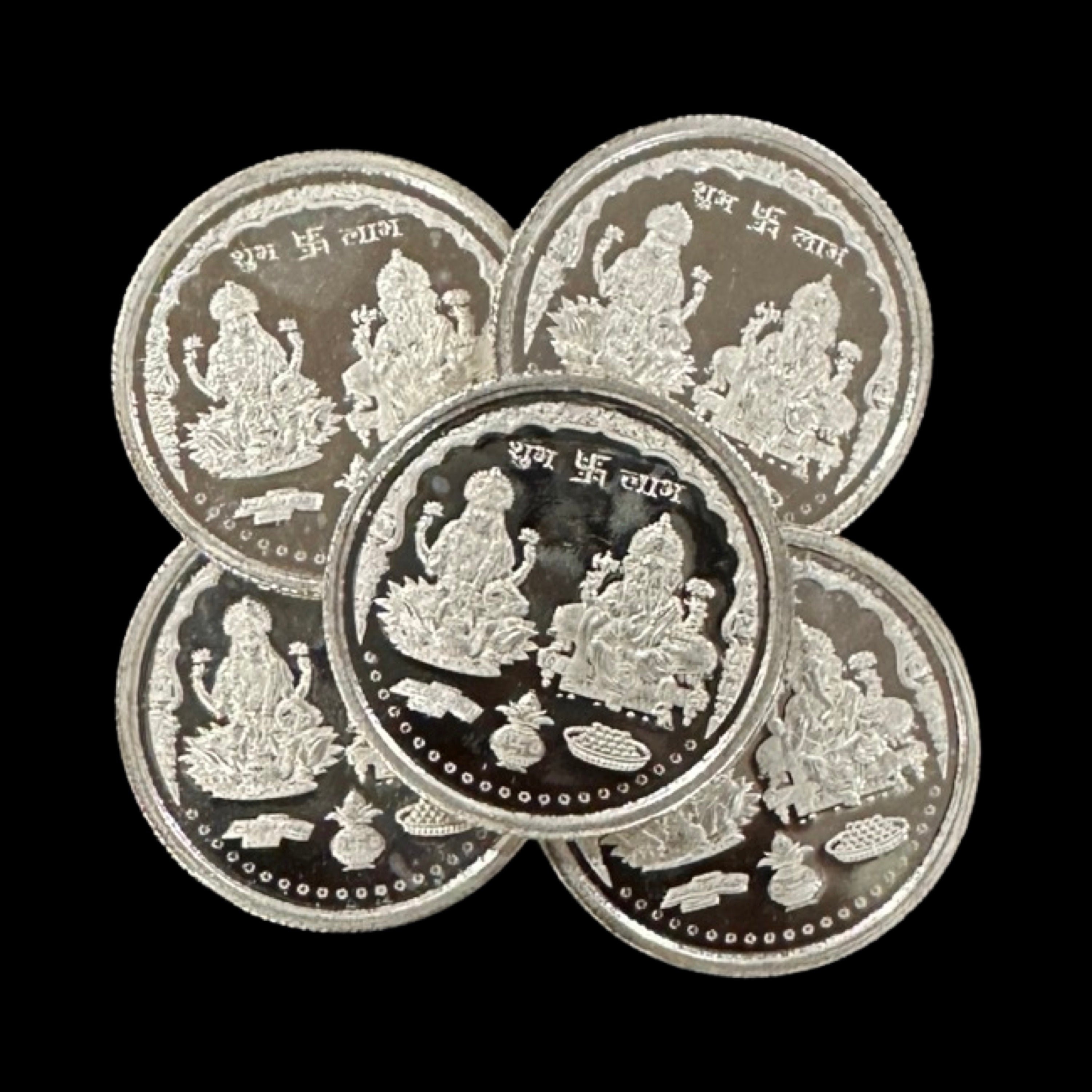 Pure Silver Coin /Lakshmi Ganesha Silver Coin, 5g, SLC#551, 48% OFF