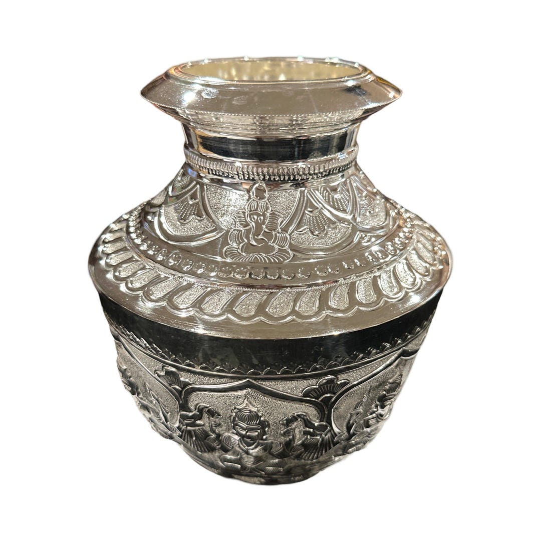 925 Sterling Silver Hallmarked Ashtha Lakshmi BIG Naxi Kalash (nagas ...