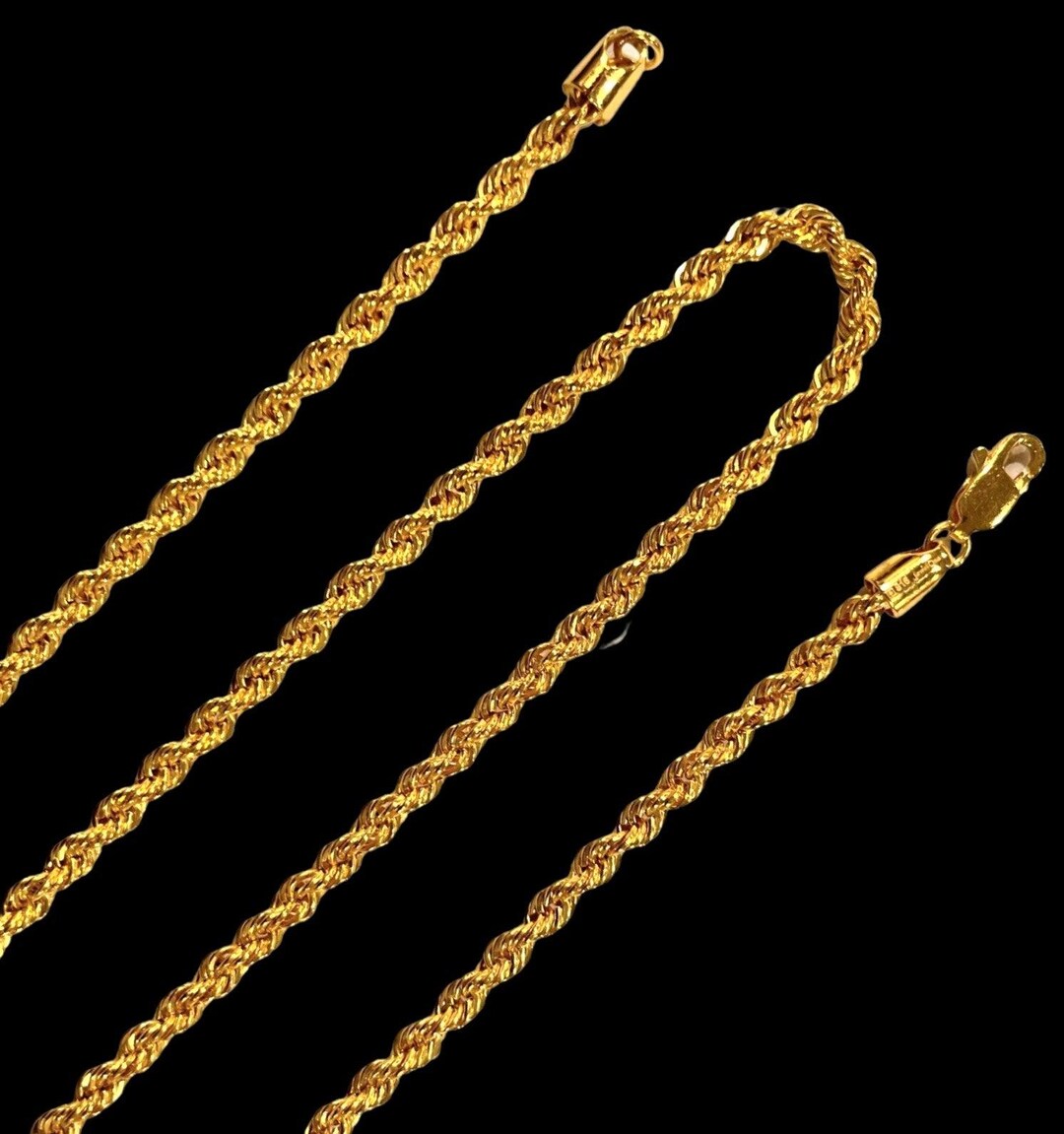 916 Twenty Two Karat (22K) Hallmarked Gold 4.0MM Hollow Rope Chain - Etsy