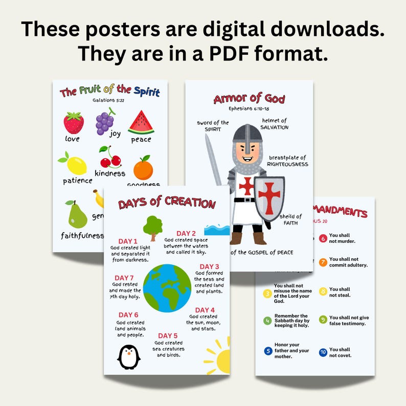 Christian Posters for Sunday School Classroom Bulletin Board Set ...