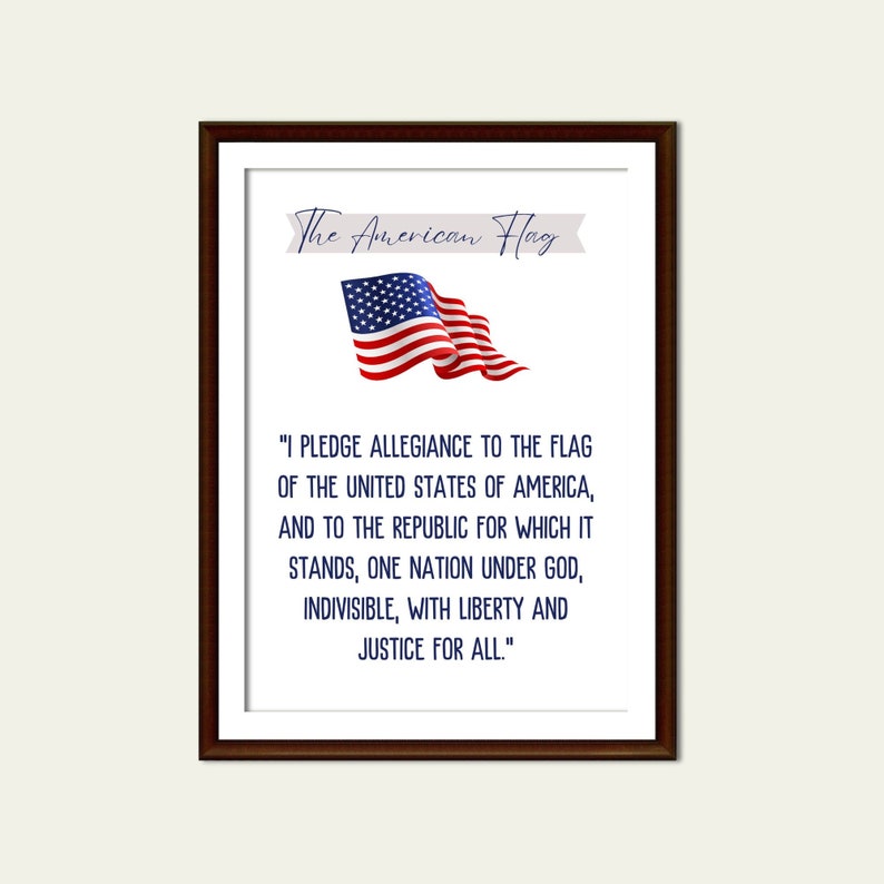 Pledge of Allegiance to the American Flag Homeschool Classroom - Etsy