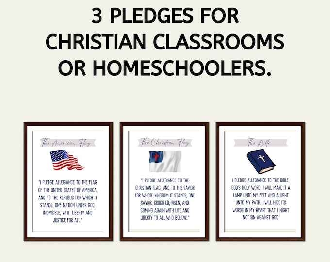 Pledge of Allegiance Print Bundle // United States, Christian Flag, and ...