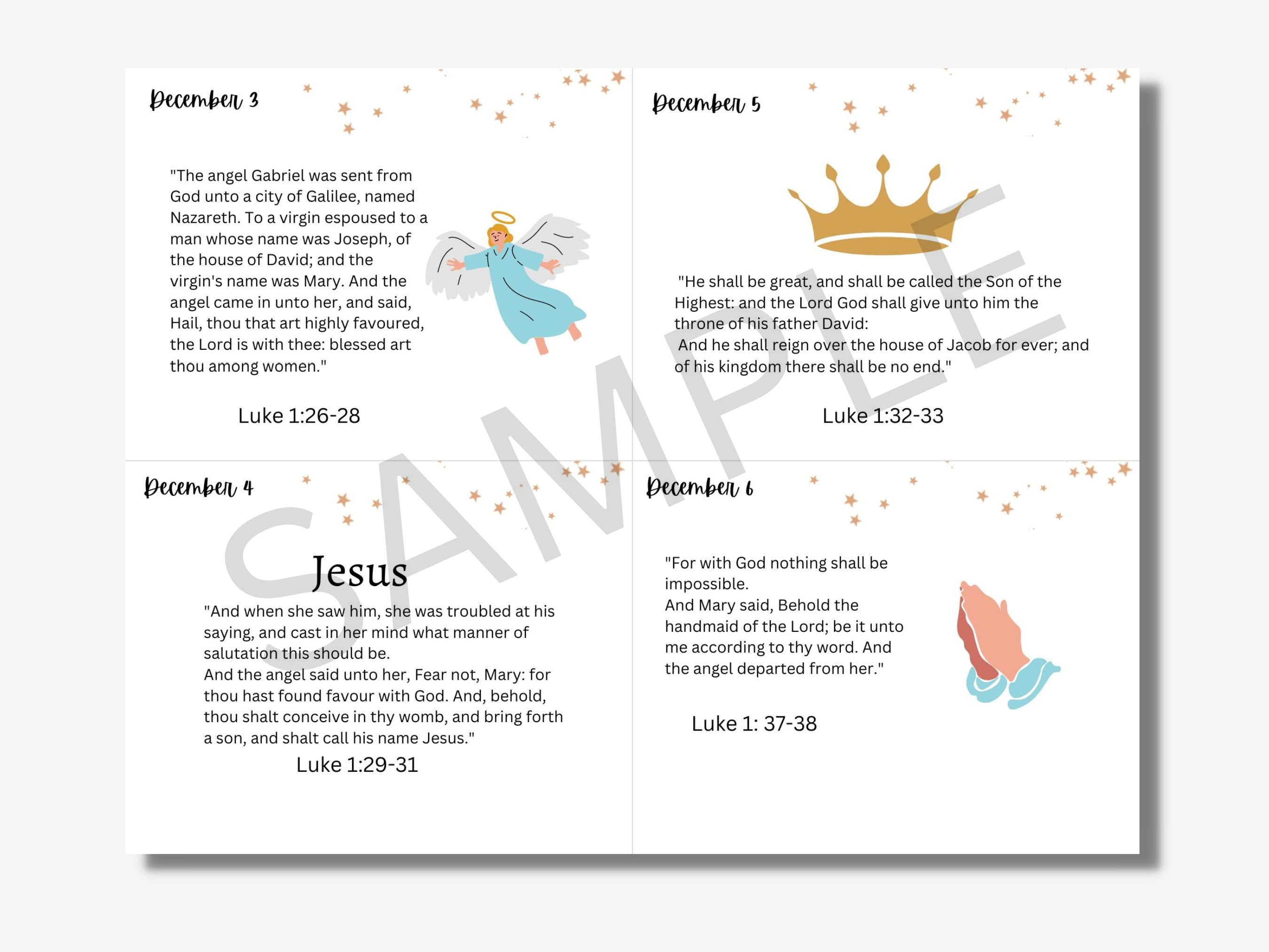 Advent Bible Verses Printable Advent Christmas Calendar Cards Bible ...