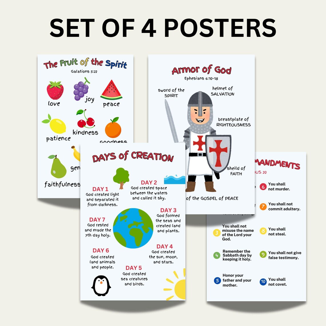 Christian Posters for Sunday School Classroom Bulletin Board Set ...