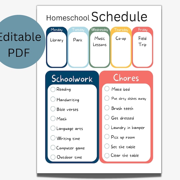 Homeschool Schedule - Etsy