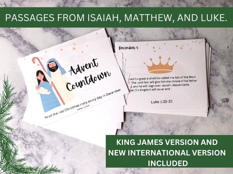 Advent Bible Verses Printable Advent Christmas Calendar Cards Bible ...